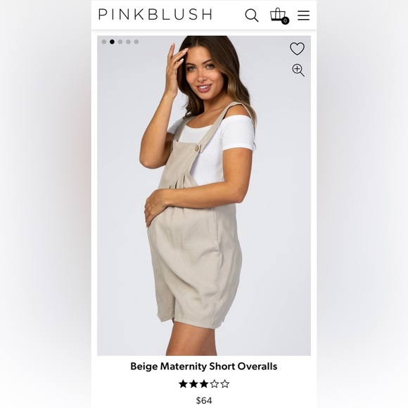 Mimi Maternity | Pants & Jumpsuits | Beige Maternity Short Overalls ...
